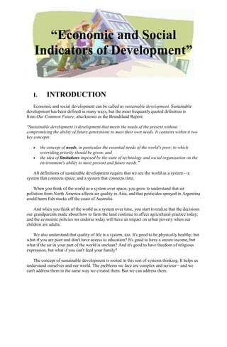 Economic and Social Indicators of Development | DOCX