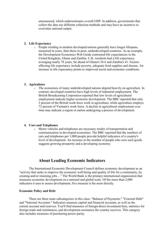Economic and Social Indicators of Development | DOCX
