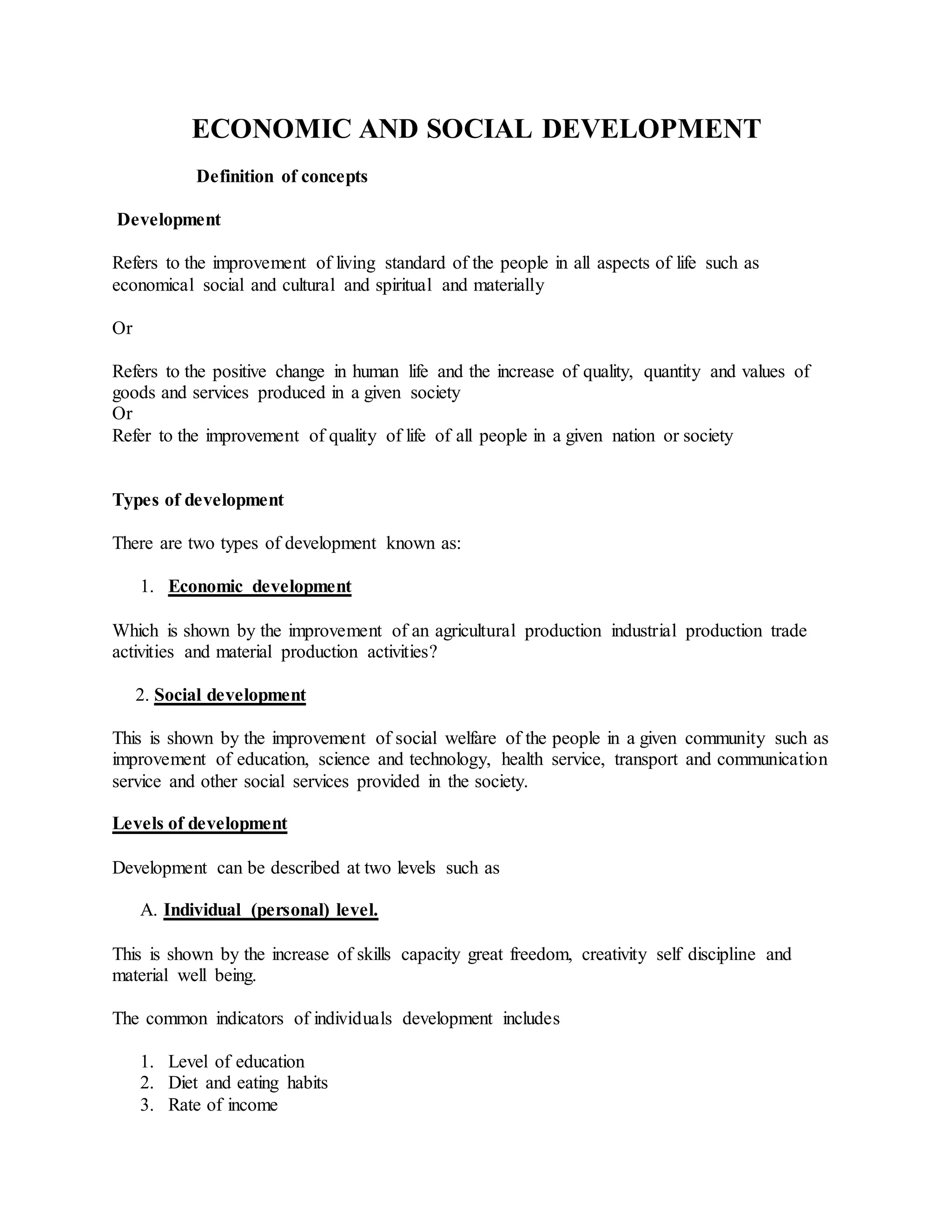 Economic and social development | DOCX