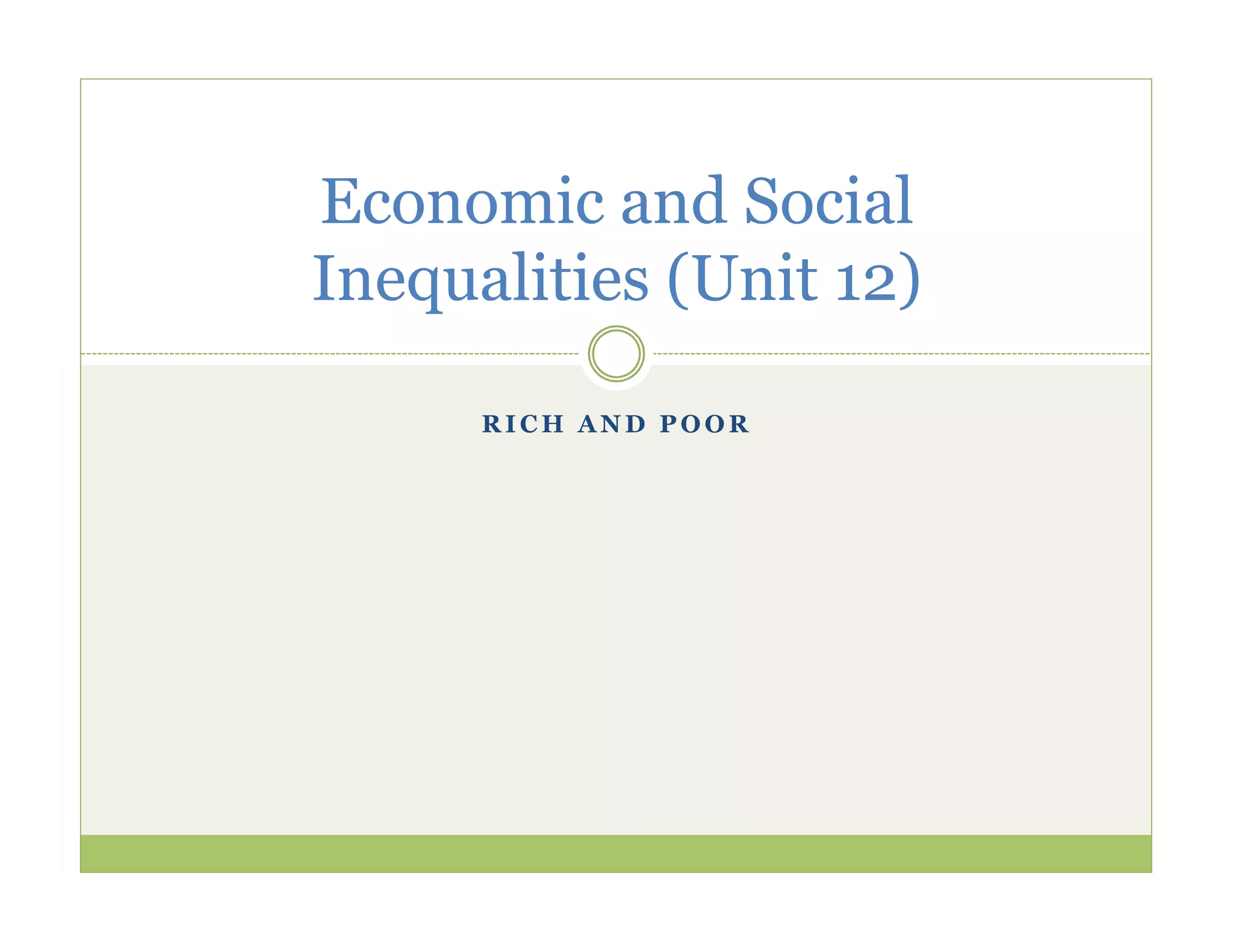 Economic and social inequalities (unit 12) | PPT