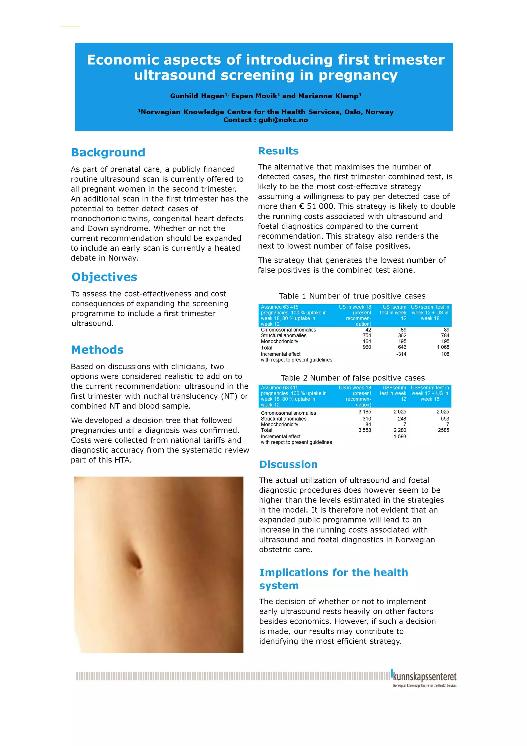 Economic aspects of introducing first trimester ultrasound screening in ...