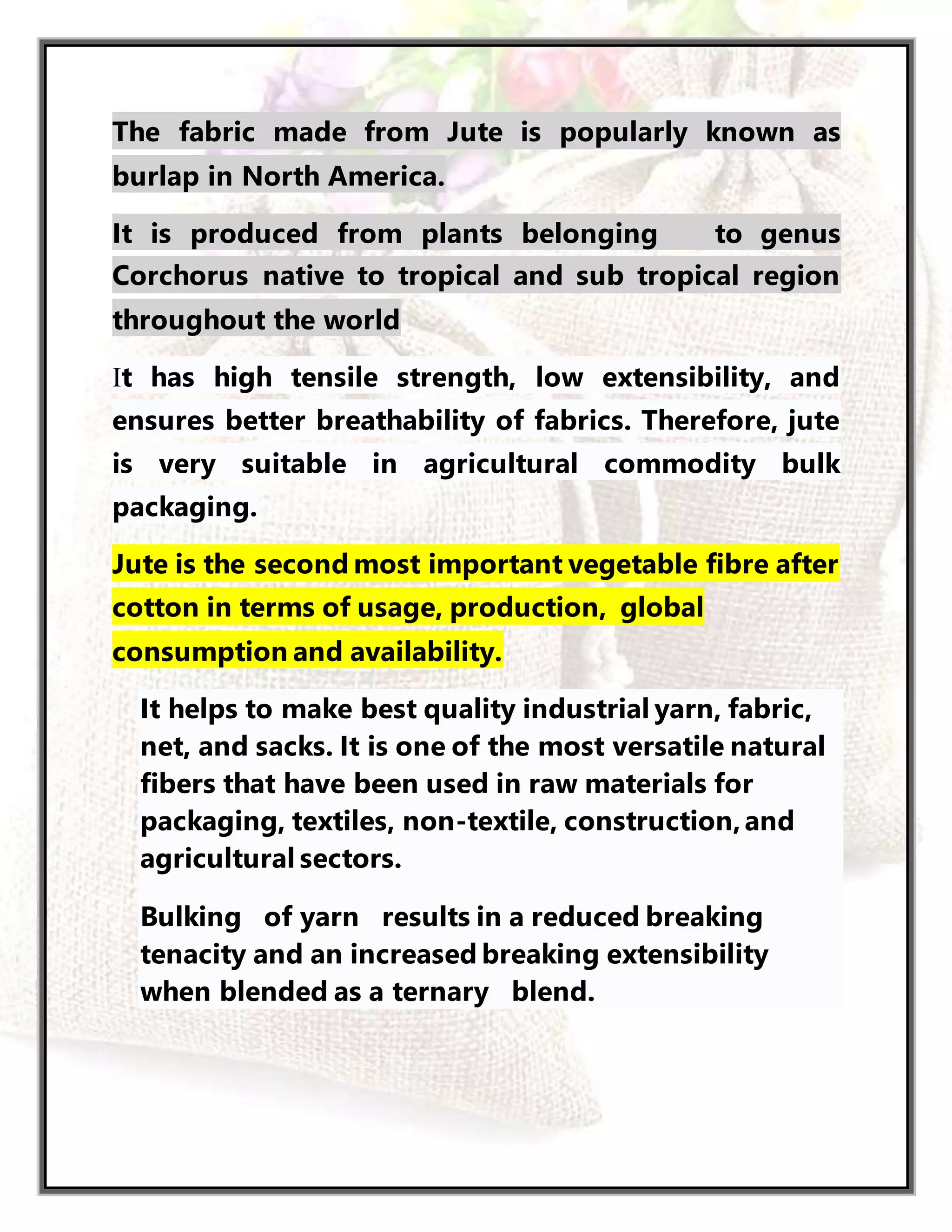 Extraction of fibre of Jute | DOCX