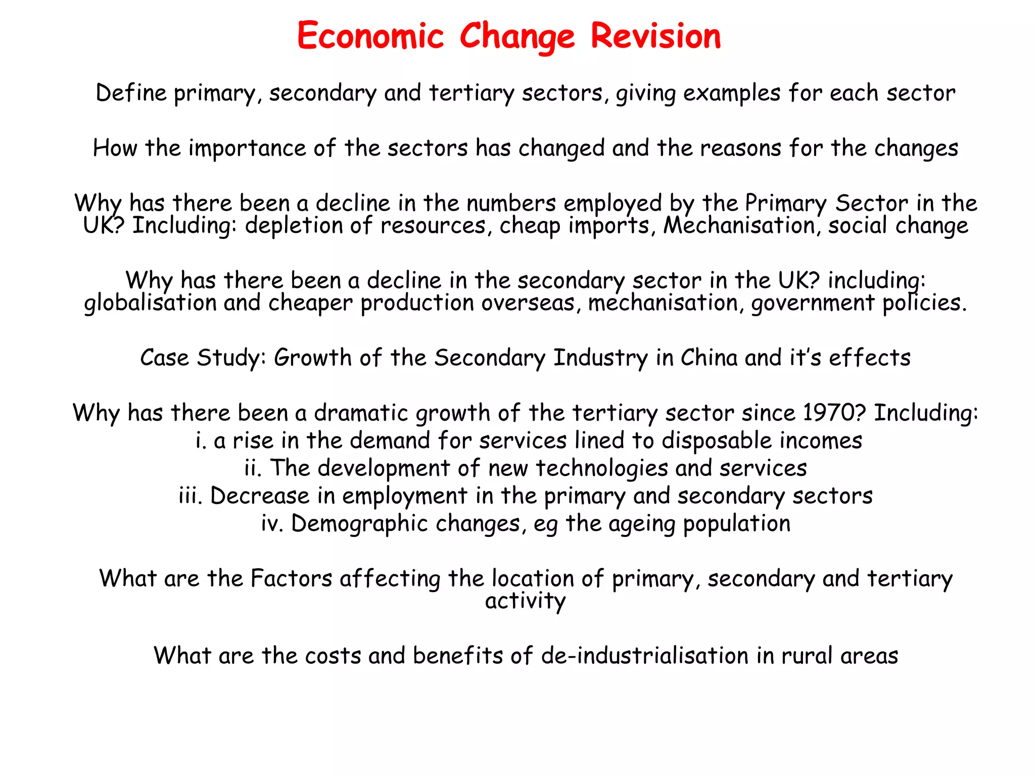 Economic change revision | PPTX