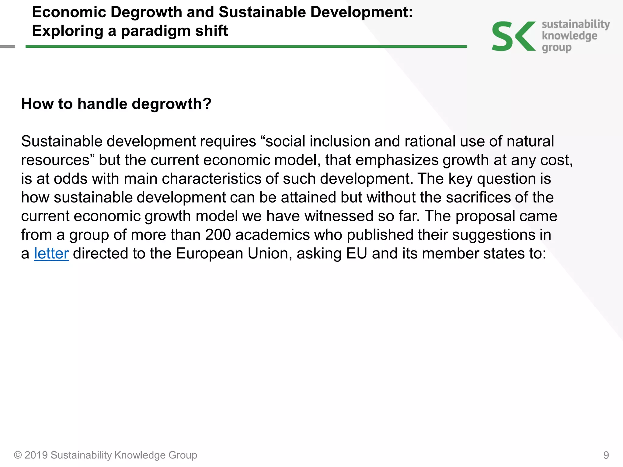 Economic Degrowth and Sustainable Development: Exploring a paradigm ...
