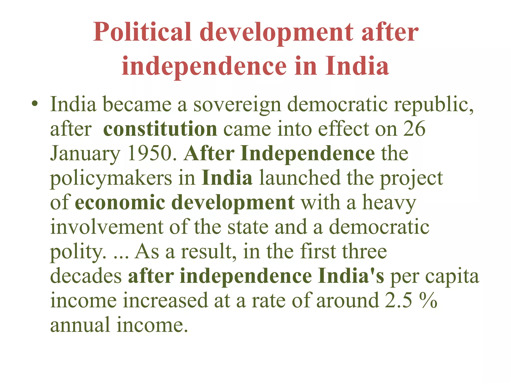 Economic development and political change after independence | PDF