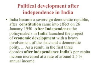 Economic development and political change after independence | PDF