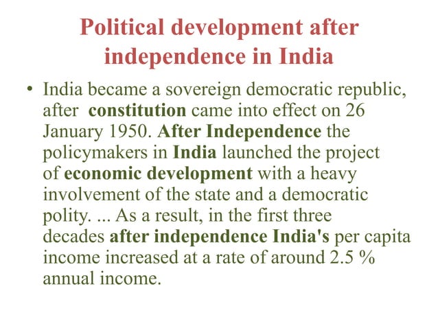 Economic development and political change after independence | PDF