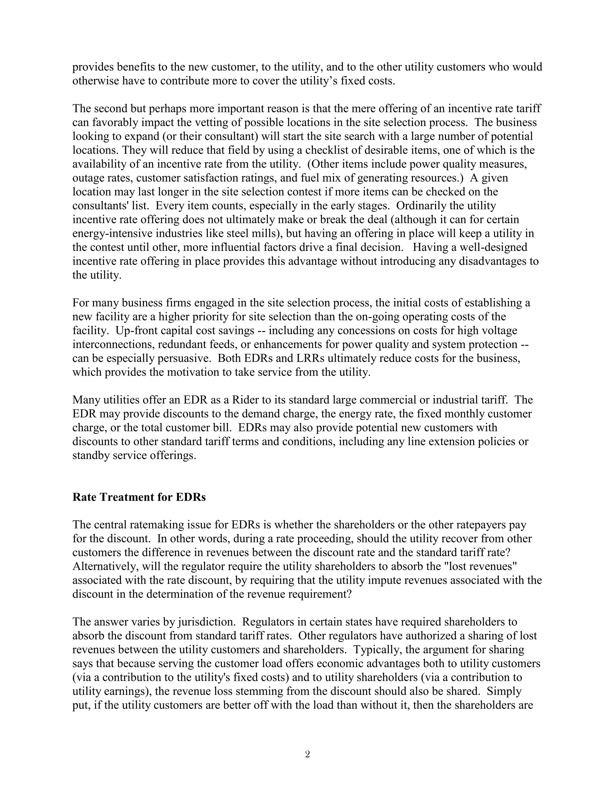 Economic Development Rates For Utilities | PDF