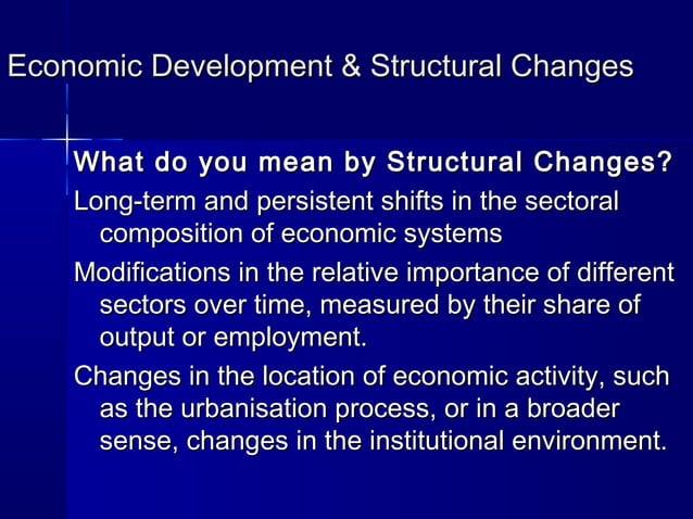 Economic development & structural changes | PPT | Economy | Business ...