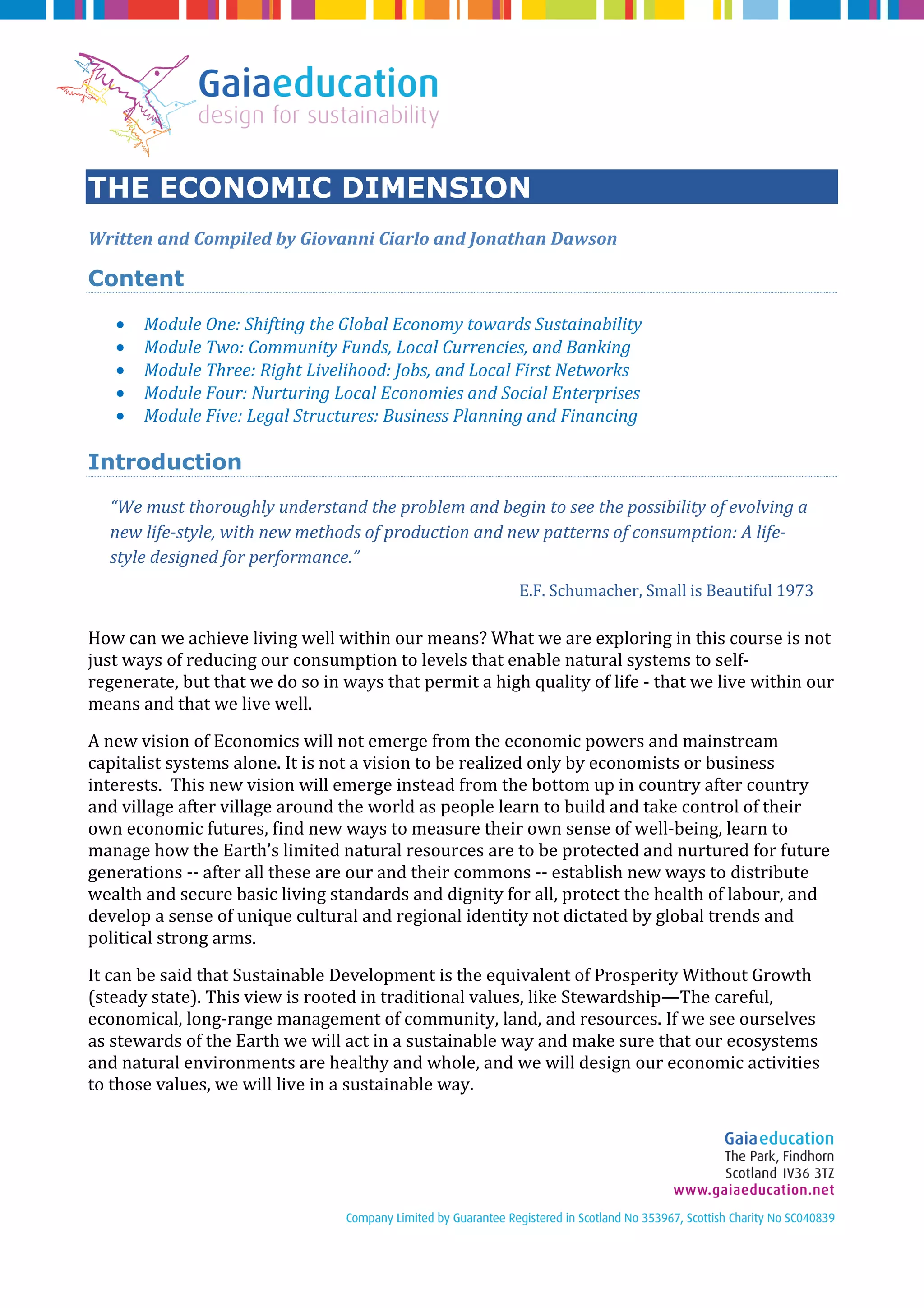 Economic Dimension & sustainability | PDF