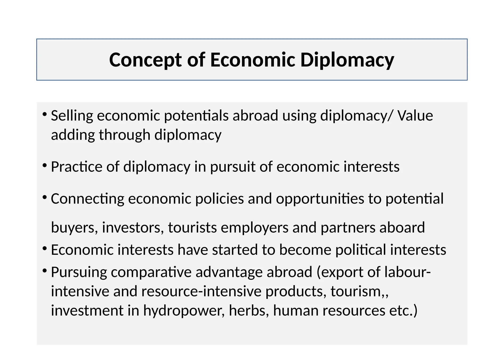 Introduction slide of Economic Diplomacy | PPTX