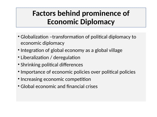 Introduction slide of Economic Diplomacy | PPT