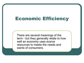 Economic Efficiency Definition