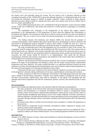 Economic empowerment programmes and women participation in community development in rivers state ...