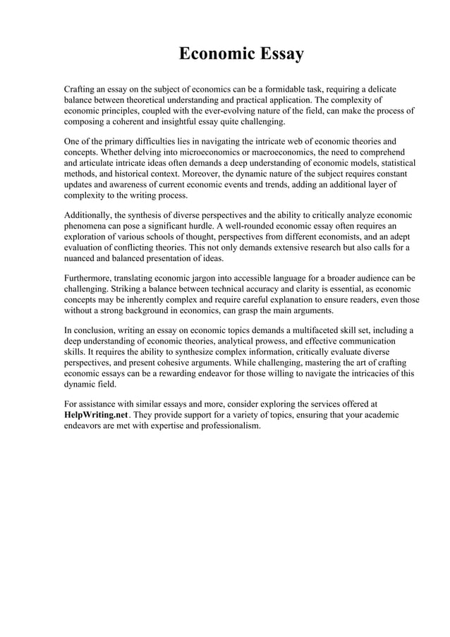 Economic Essay. The University of Texas at Arlington | PDF | Freelance ...