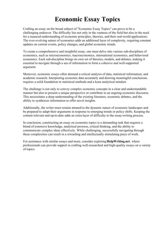 Economic Essay Topics | PDF