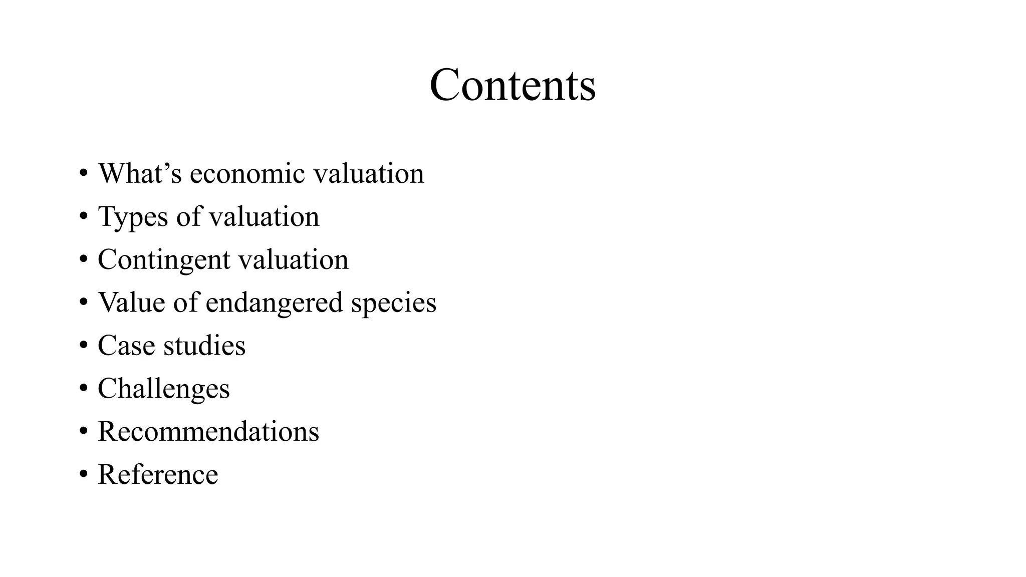 Economic valauation of endangered species | PPTX