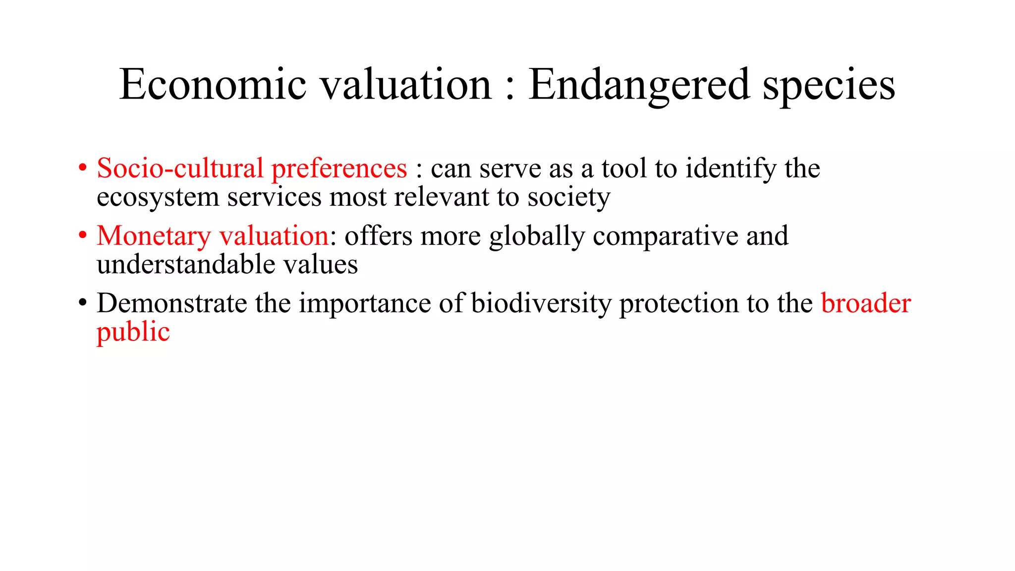 Economic valauation of endangered species | PPTX