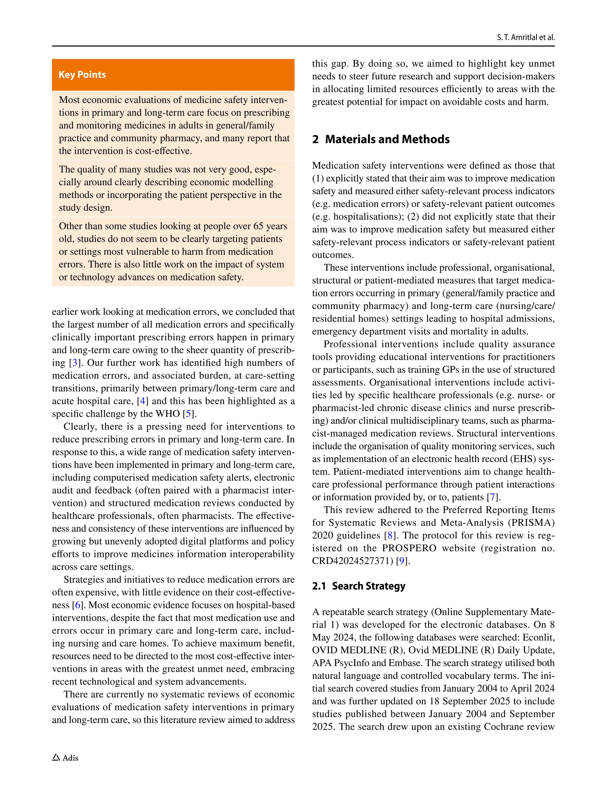 Economic Evaluations of Medication Safety Interventions in Primary and ...