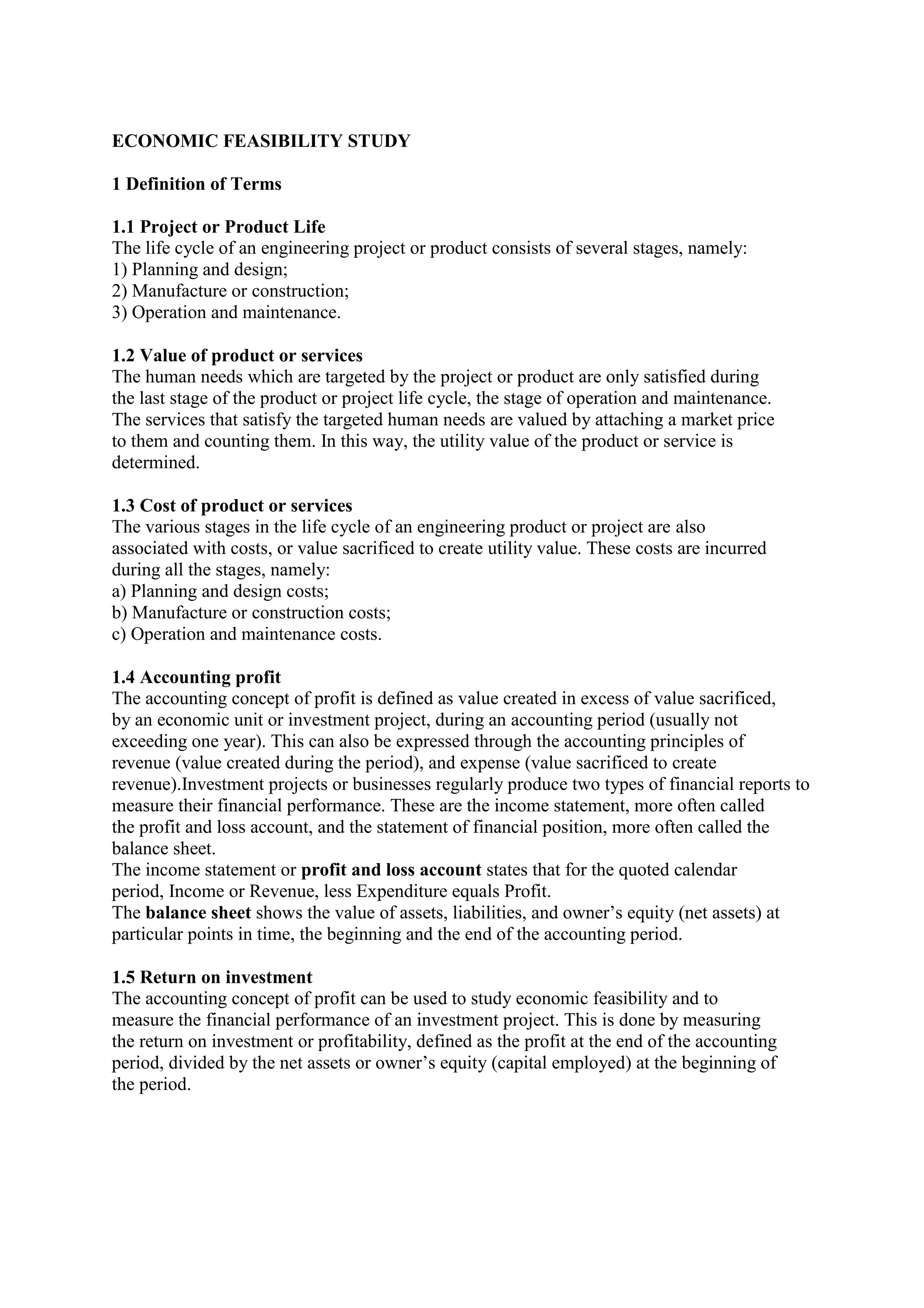 Economic feasibility of a project | DOCX