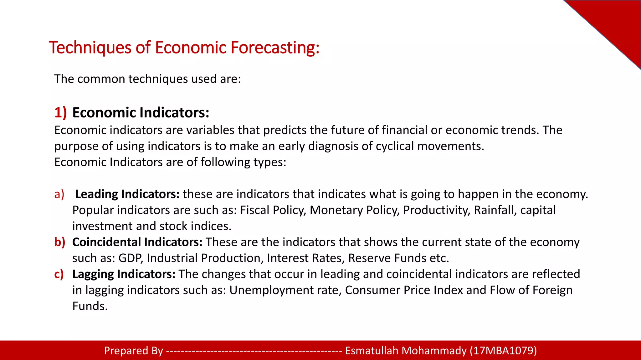 Economic forecasting Techniques | PPT Economic forecasting Techniques | PPT