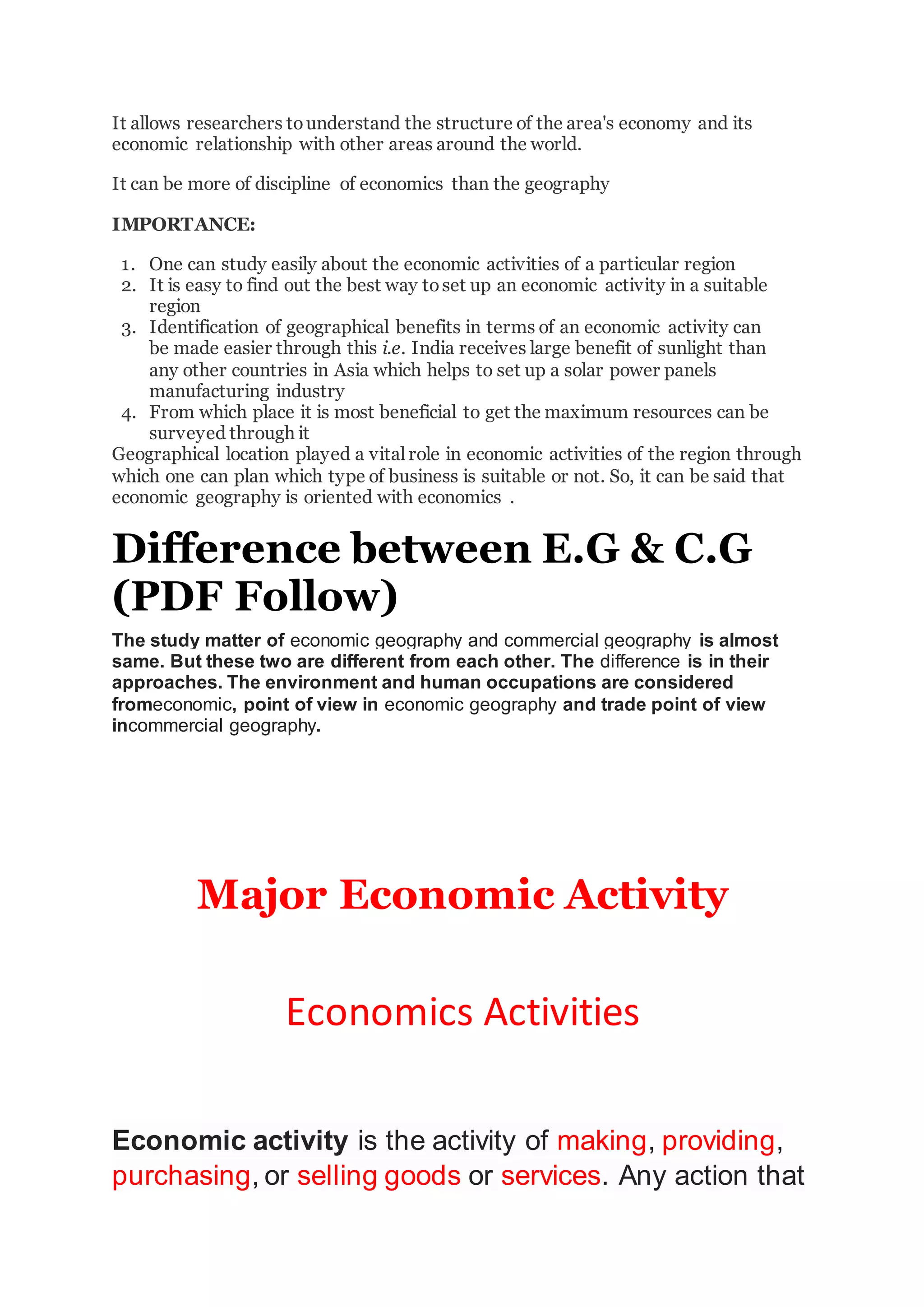 Introduction to Economic geography | DOCX