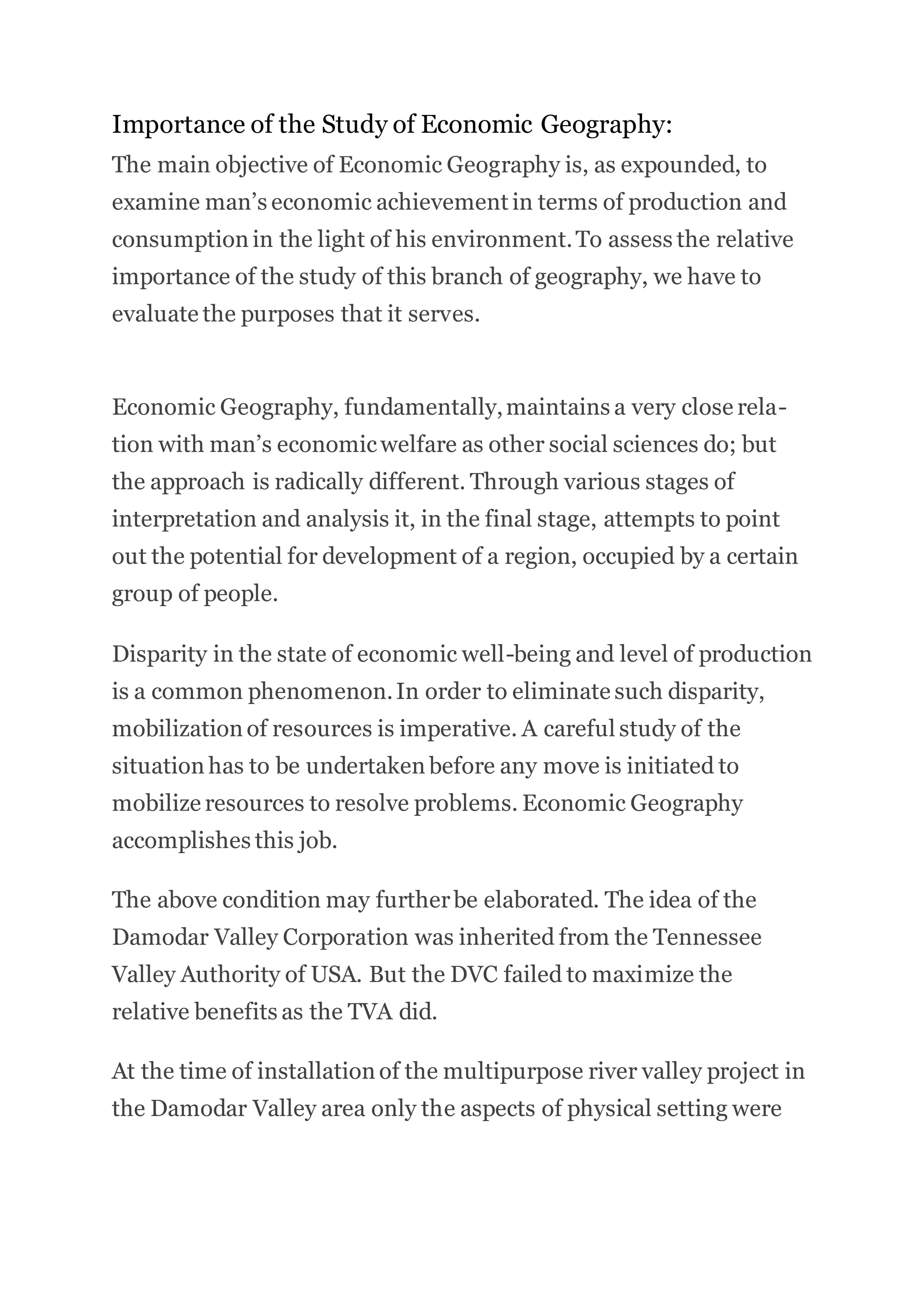Introduction to Economic geography | DOCX