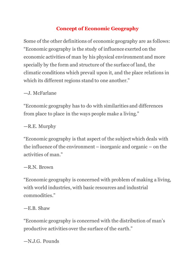 Introduction to Economic geography | DOCX