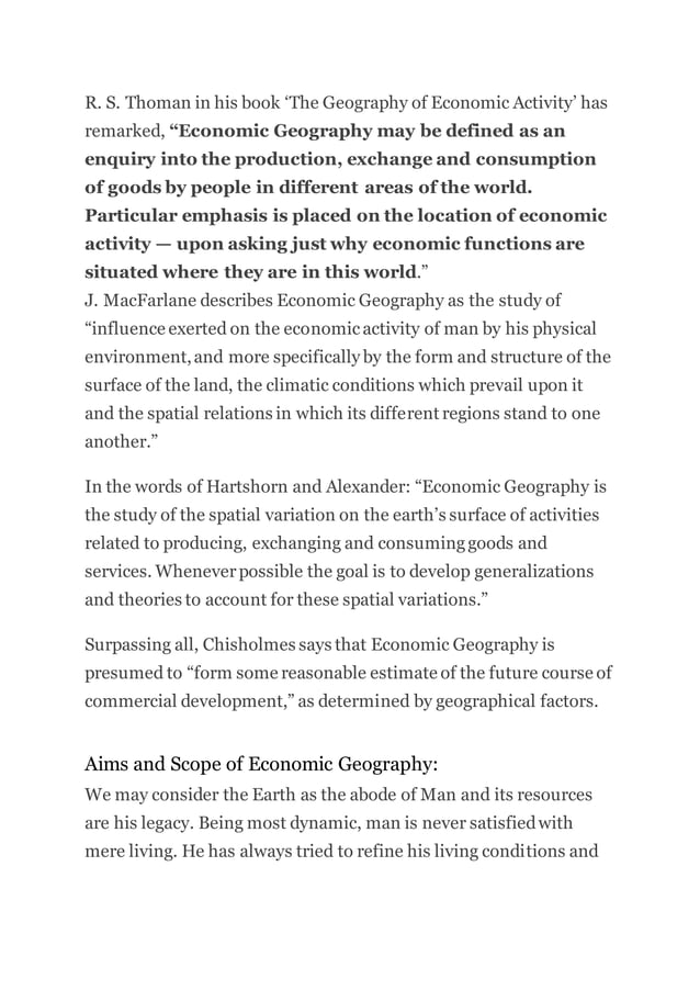 Introduction to Economic geography | DOCX