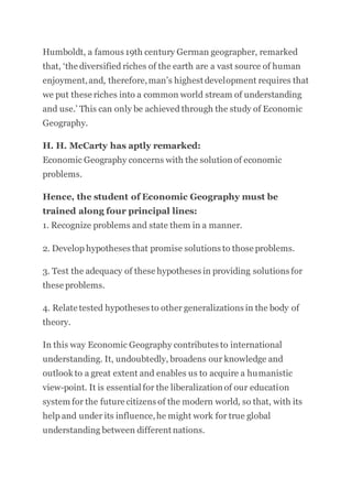 Introduction to Economic geography | DOCX