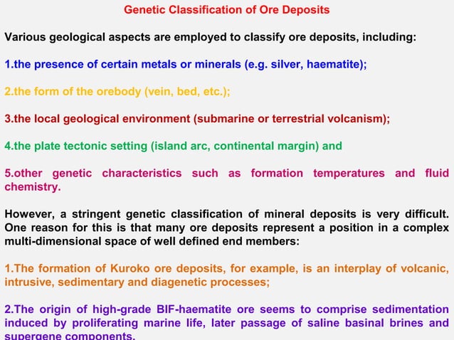 Economic geology - Genetic classification of ores | PPT