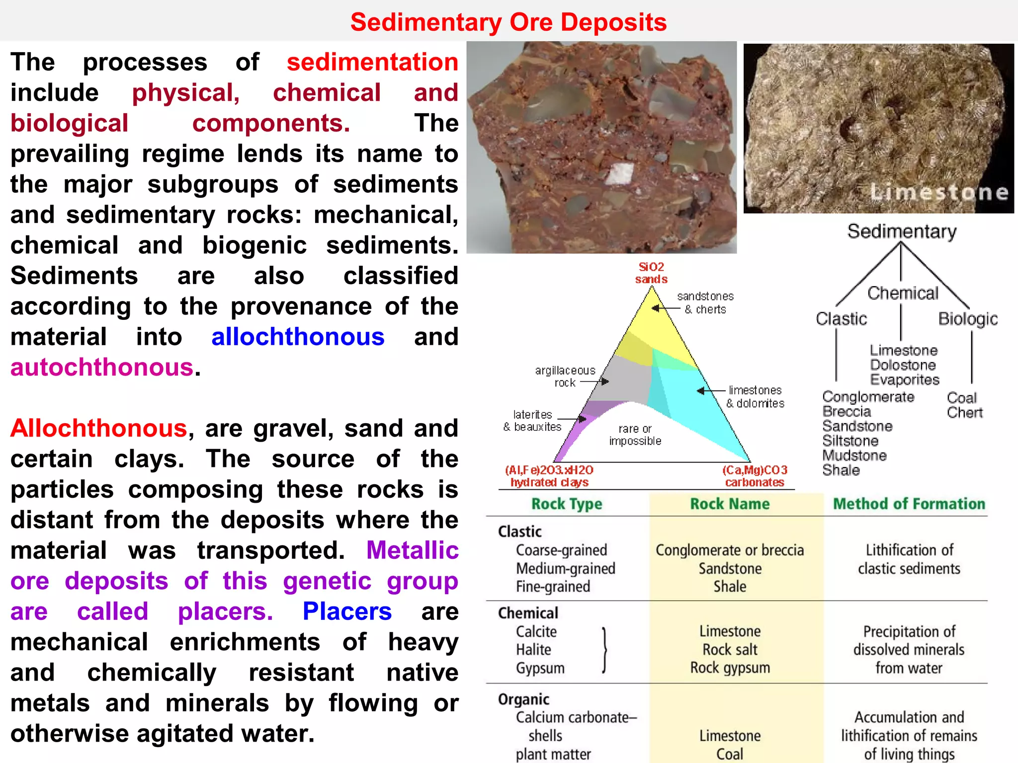 Economic geology - Sedimentary ore deposits | PPT