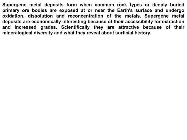 Economic geology - Supergene ore deposits | PPT