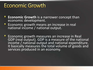 Economic growth and economic development and the differences | PPTX