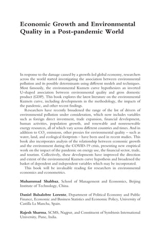 Economic Growth and Environmental Quality in a Post-Pandemic World_ New Directions in the ...