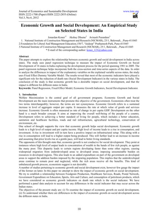 Economic growth and social development an empirical study on selected ...