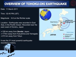 Economic impacts of the 2011 tohoku oki earthquake and tsunami | PPTX
