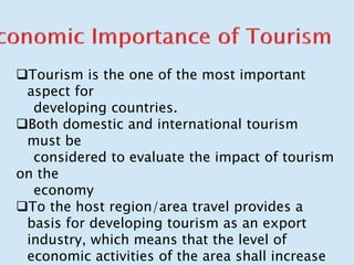 Economic impacts of tourism | PPTX