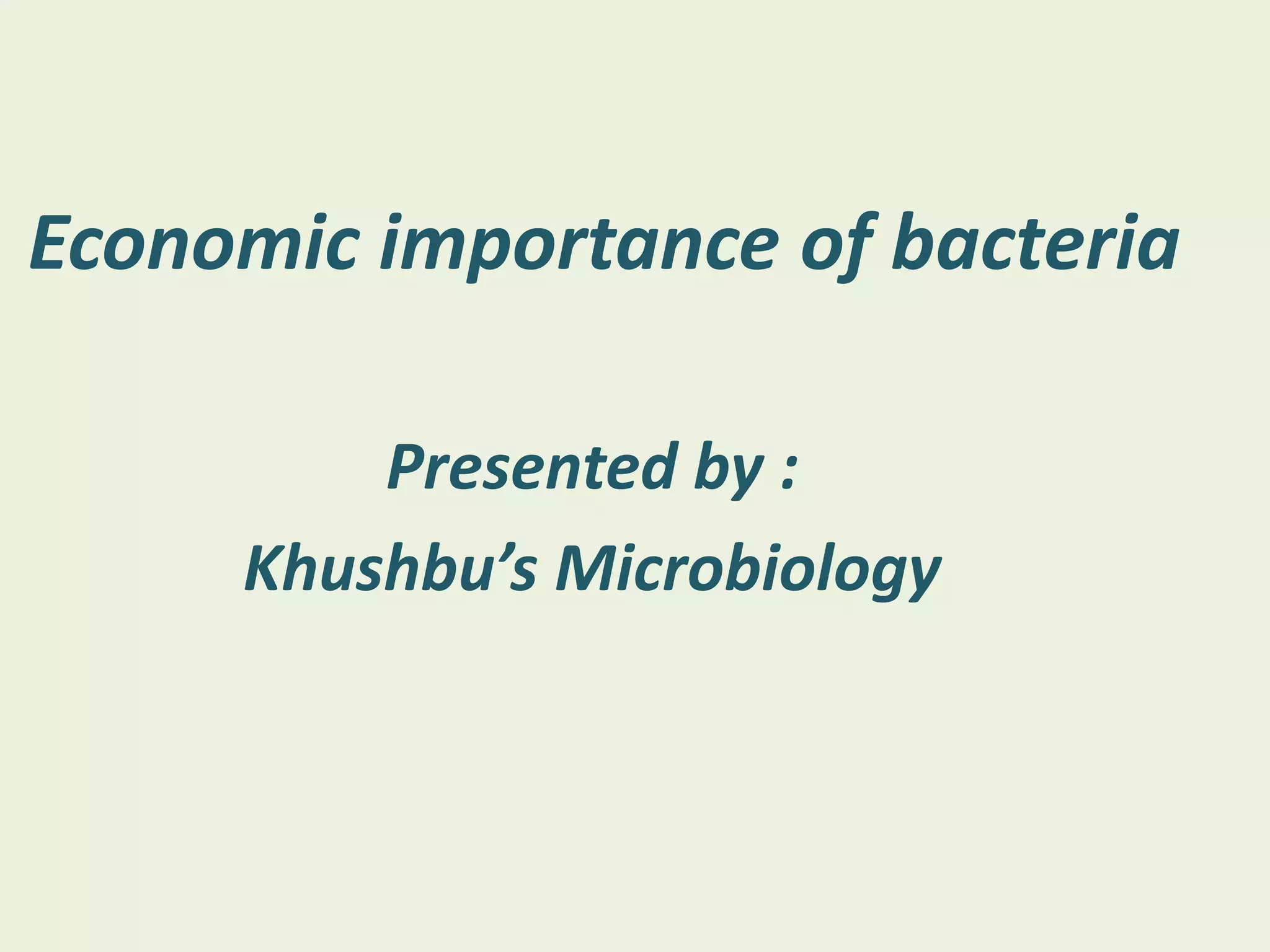Economic importance of bacteria | PPTX