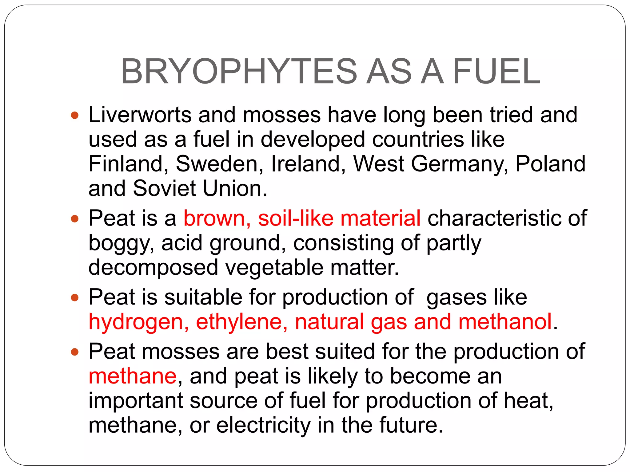 Economic importance of Bryophytes | PPTX