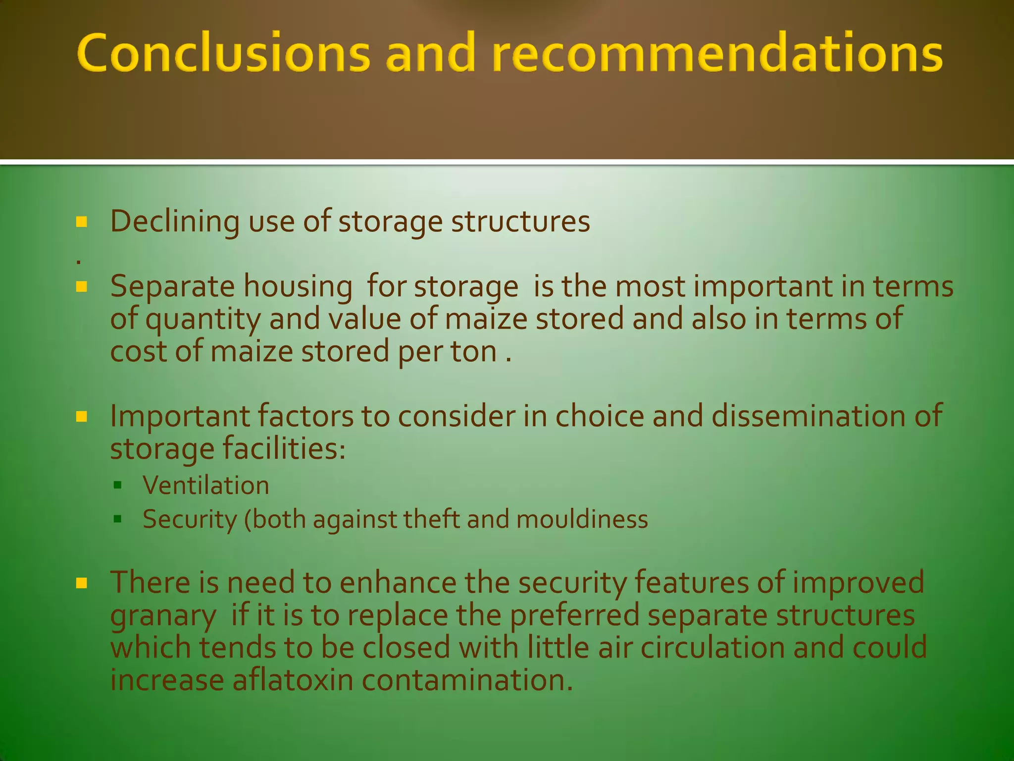 Economic importance of different maize storage structures in kenya ...