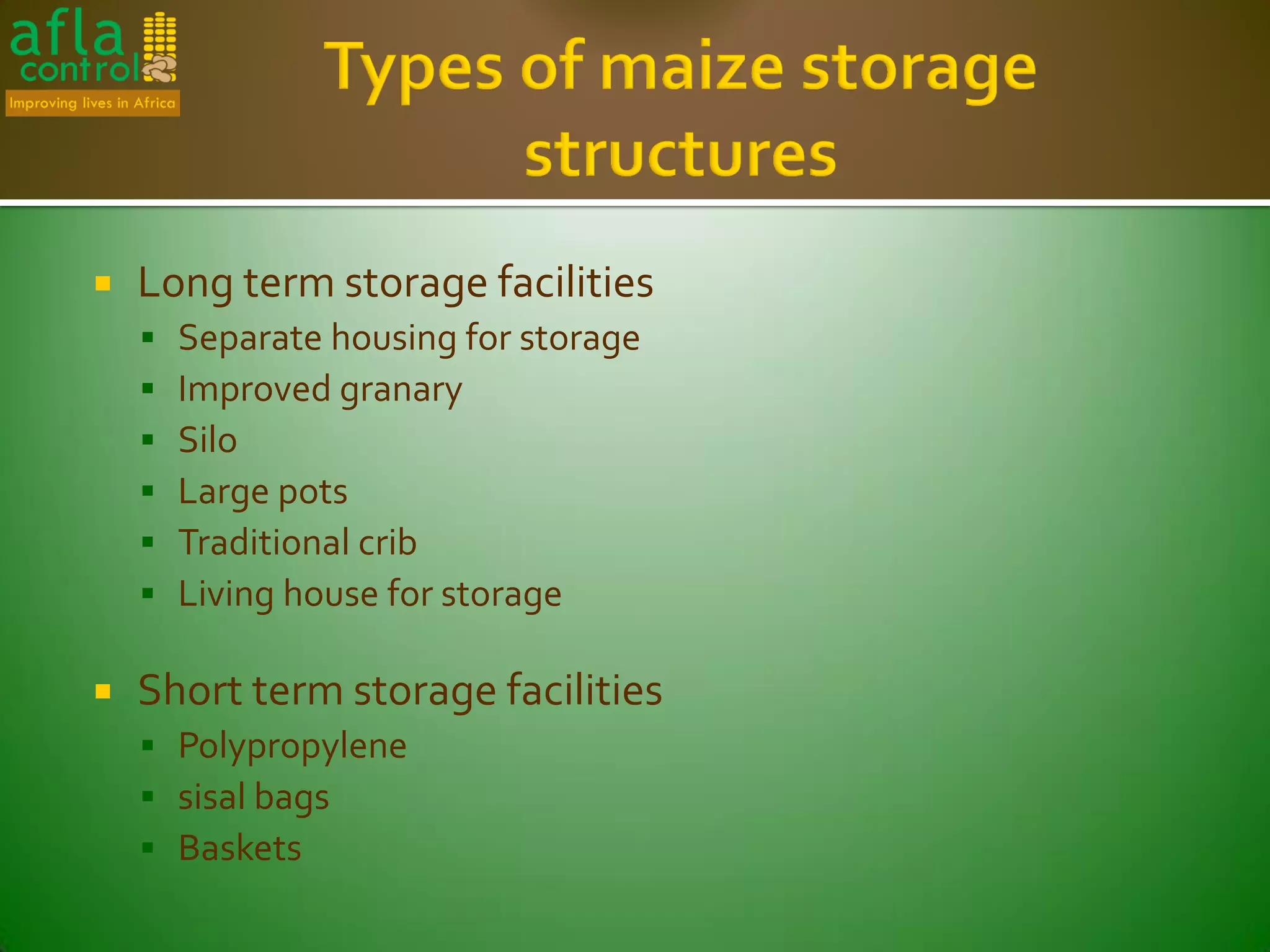 Economic importance of different maize storage structures in kenya ...