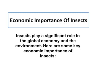 Economic Importance Of Insects.pptx | Agriculture | Industries