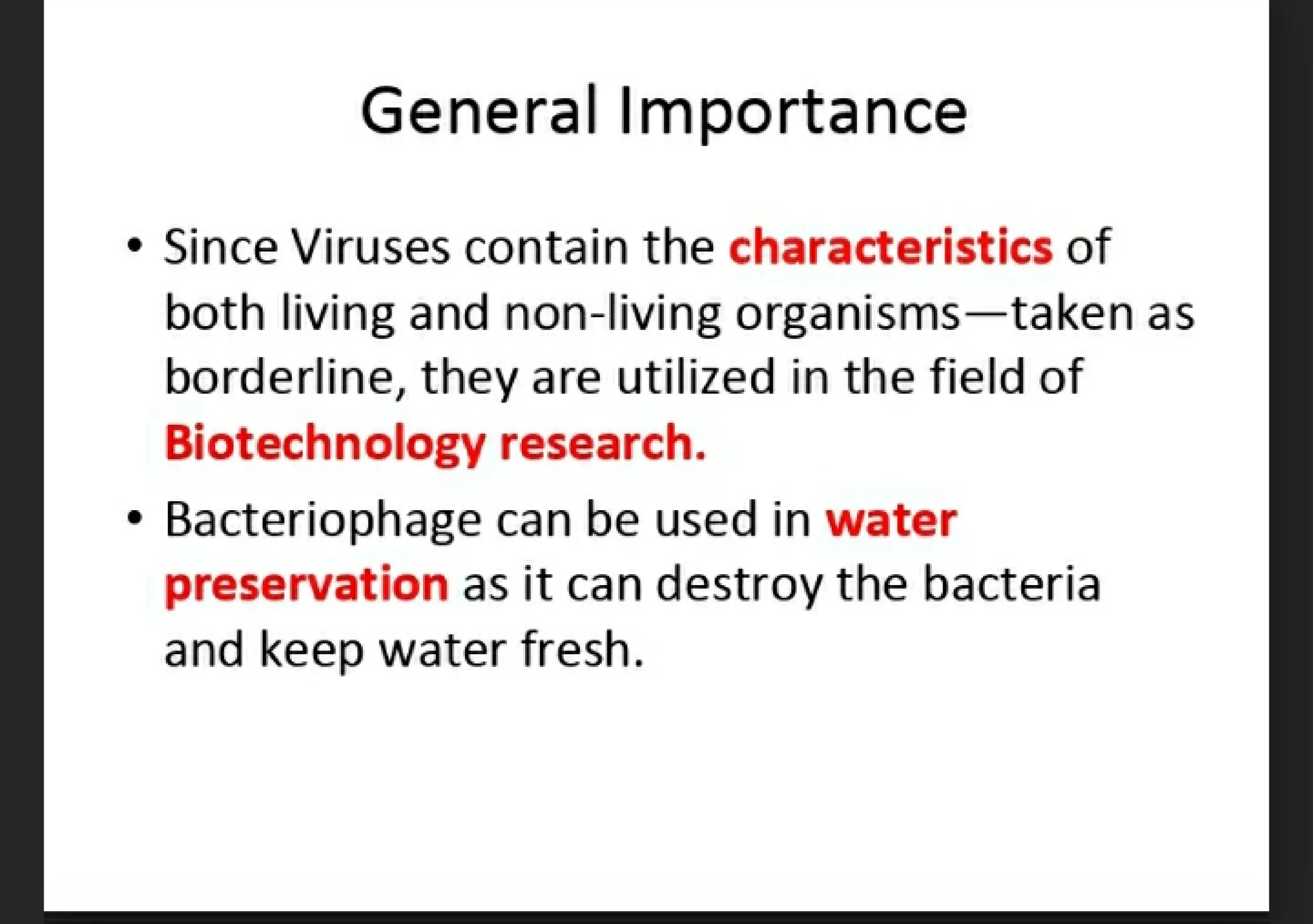 Economic importance of virus in different fields like ecology, human ...