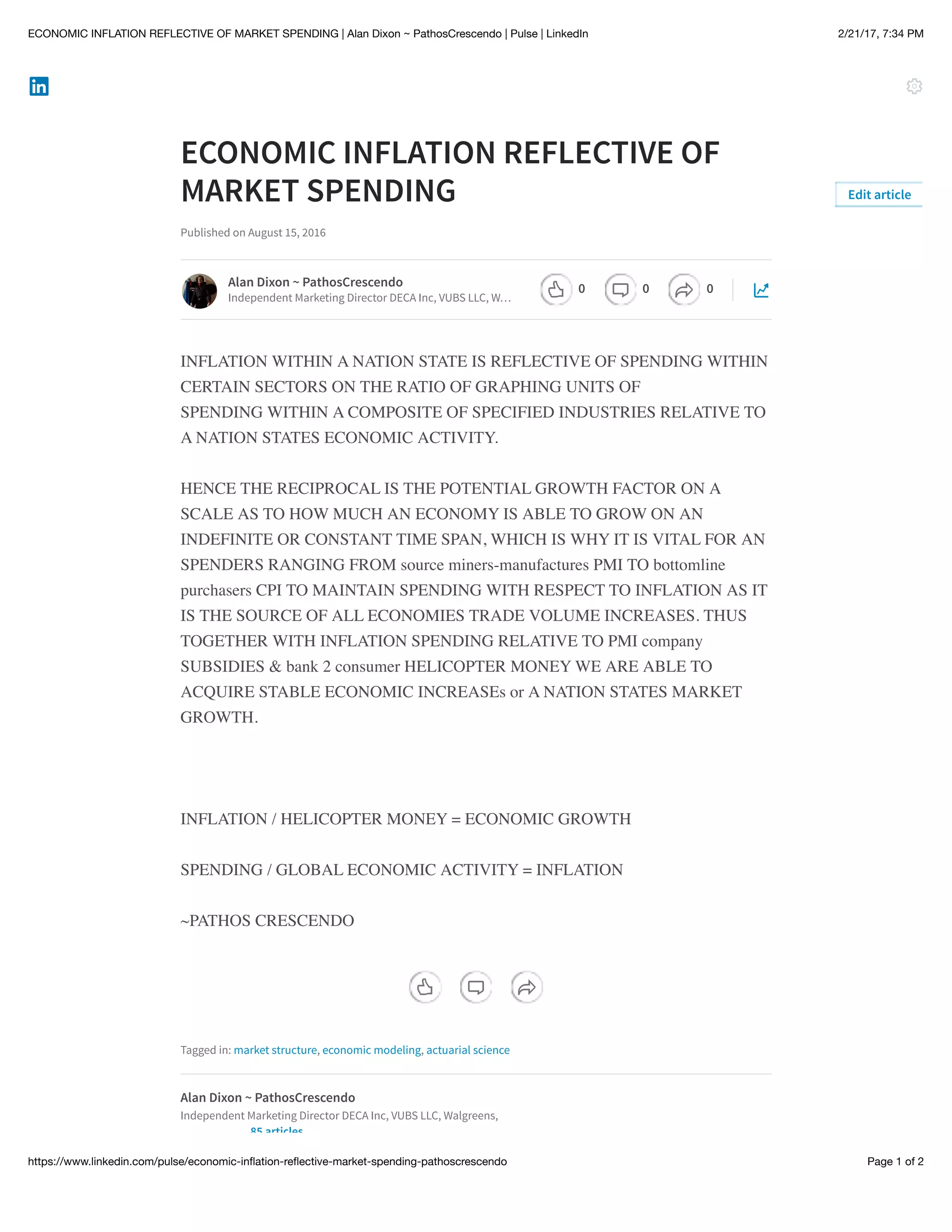 Economic inflation reflective of market spending | alan dixon ~ pathos ...