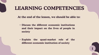 Lesson in Social Sciences, Economic Institution | PPTX