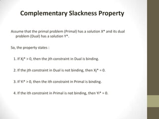 Economic interpretation of duality, shadow price and the complementary ...