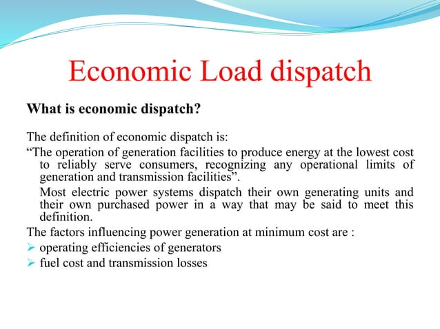 Economic load dispatch | PPTX | Gas and Electric | Home Utilities