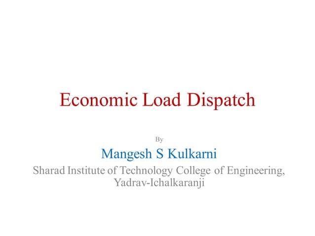 Economic load dispatch | PDF