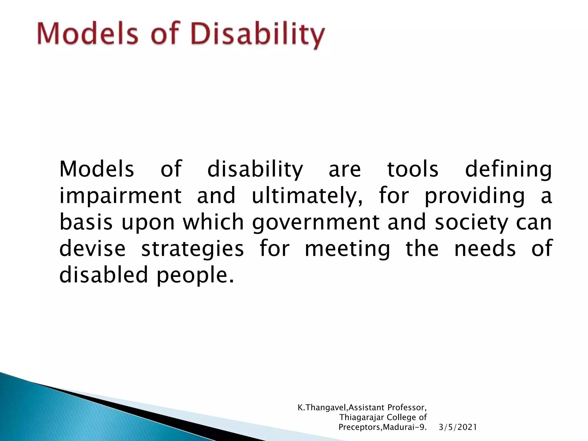 ECONOMIC MODEL OF DISABILITY | PPTX